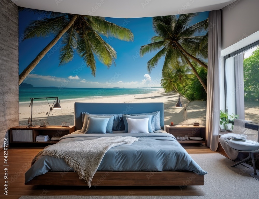 Inside the most luxurious beachfront room next to the sea. You can see ...