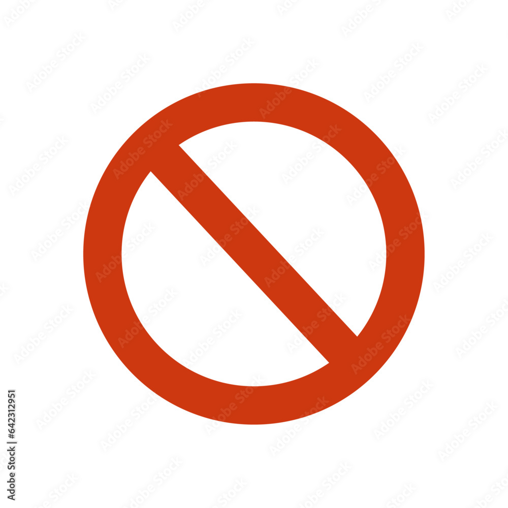 Vector red prohibited sign no icon warning or stop symbol safety danger ...