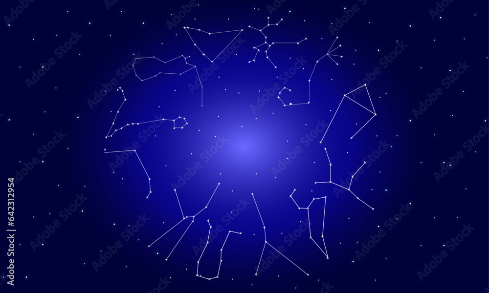 Vector realistic night sky poster with constellations Stock Vector ...