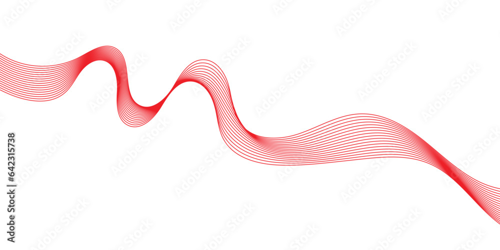 Abstract vector background with red wavy lines. Red lines vector ...