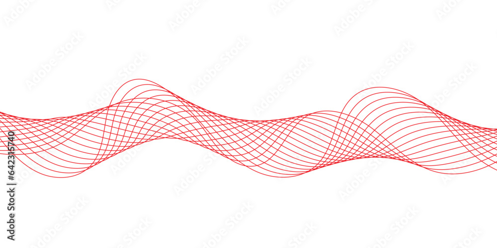 Abstract vector background with red wavy lines. Red lines vector ...