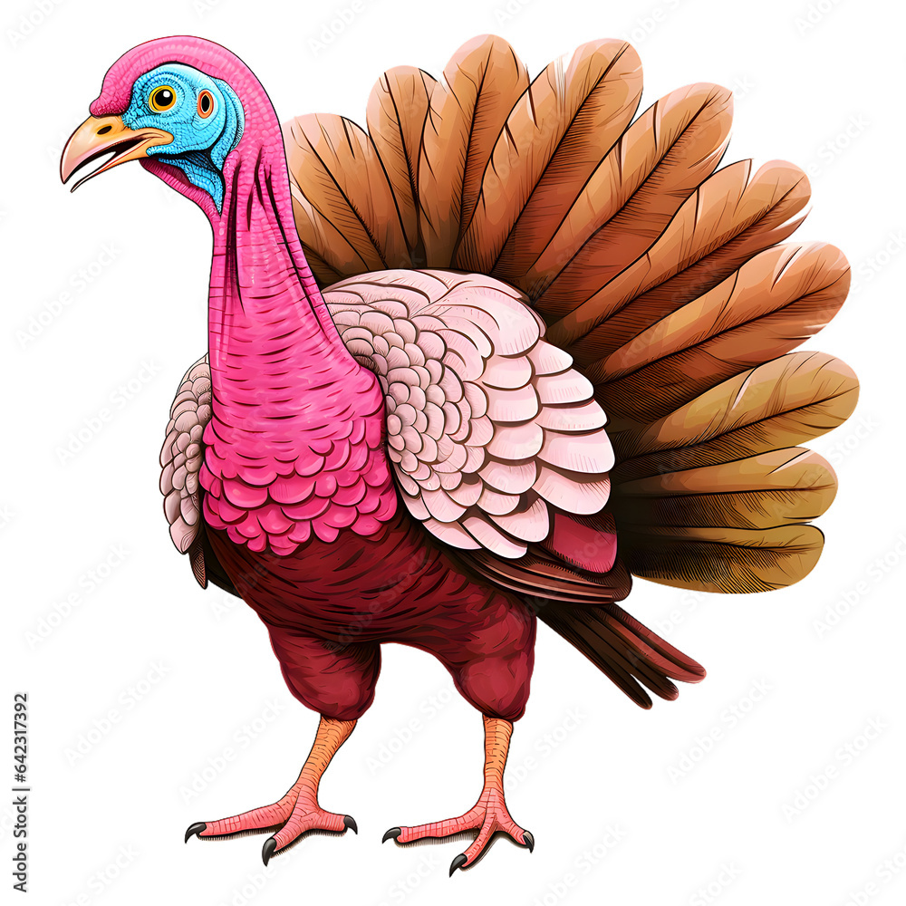Colorful turkey color picture with white background, thanksgiving ...