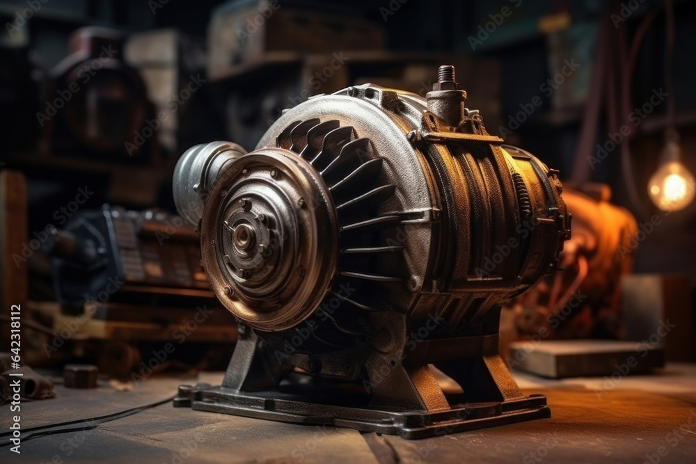 working electric motor, factory, dirty dusty motor Stock Photo | Adobe ...