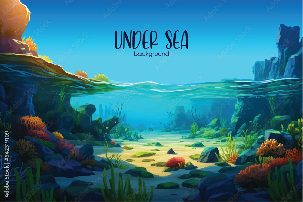 under sea world with algae and plants Stock Vector | Adobe Stock