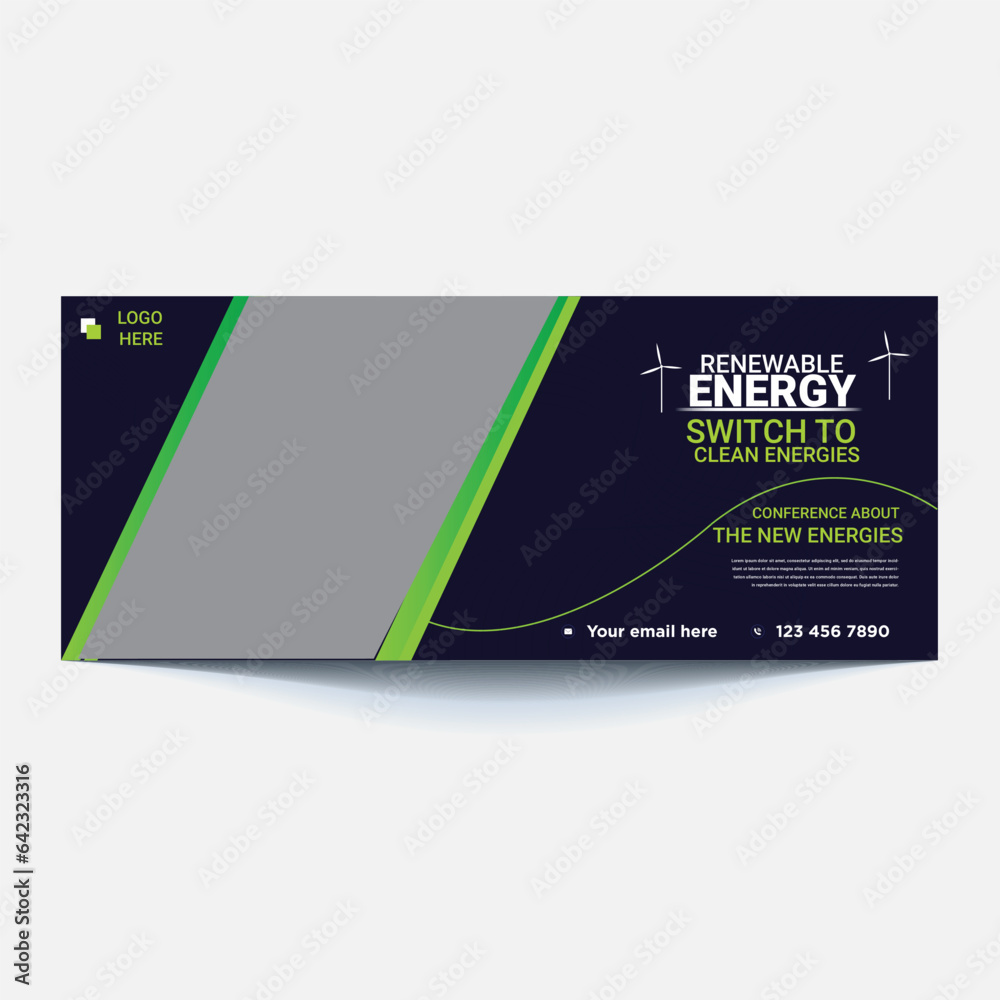 solar energy for smart home web banner design template. space for photo ...