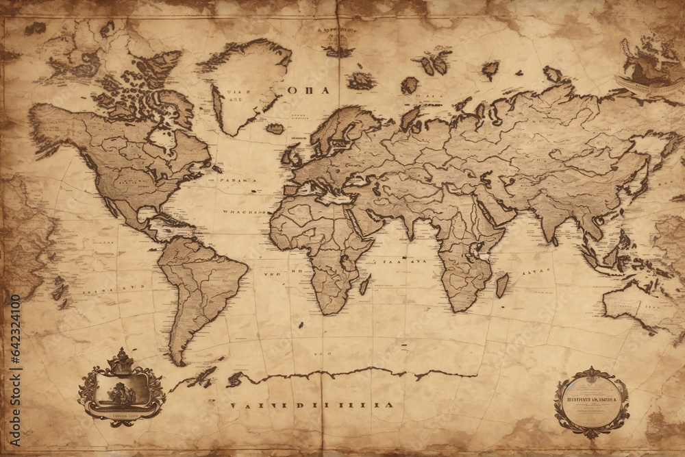 Fototapeta Old Map, Map Background, Vintage World Map, Vintage Map ...