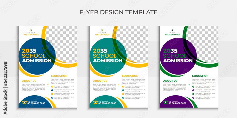 School admission flyer design or kids education poster template. Modern ...