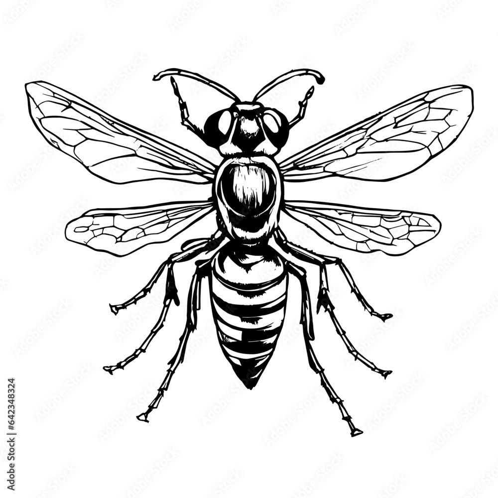 wasp vector animal illustration for design. Sketch tattoo design on ...