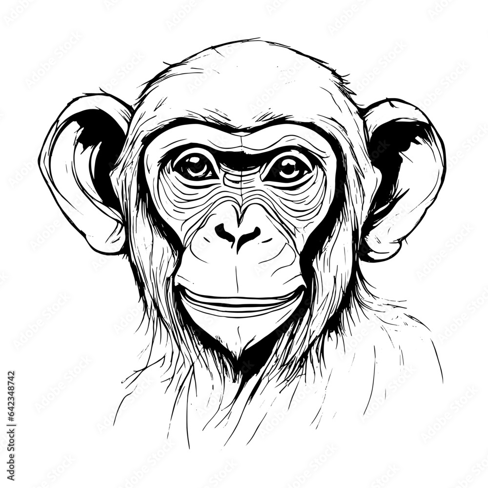 monkey vector animal illustration for design. Sketch tattoo design on ...