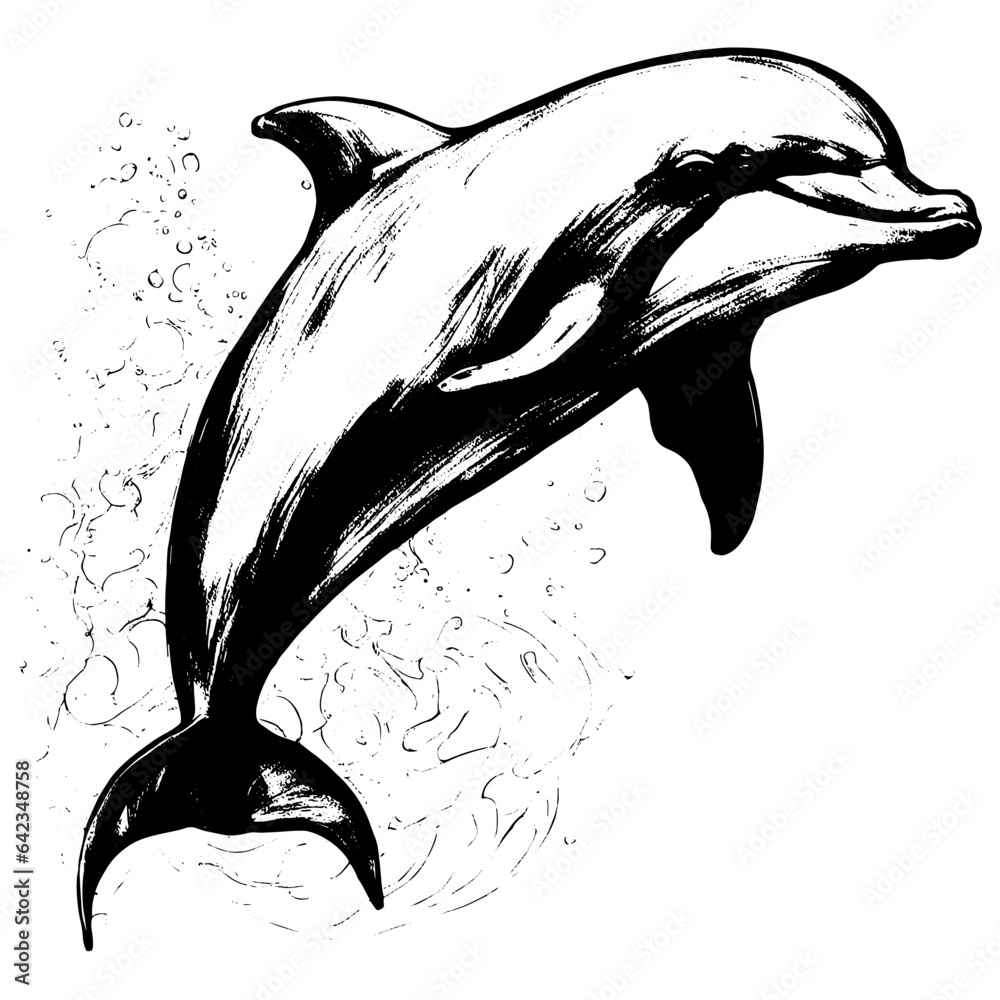 dolphin vector animal illustration for design. Sketch tattoo design on ...