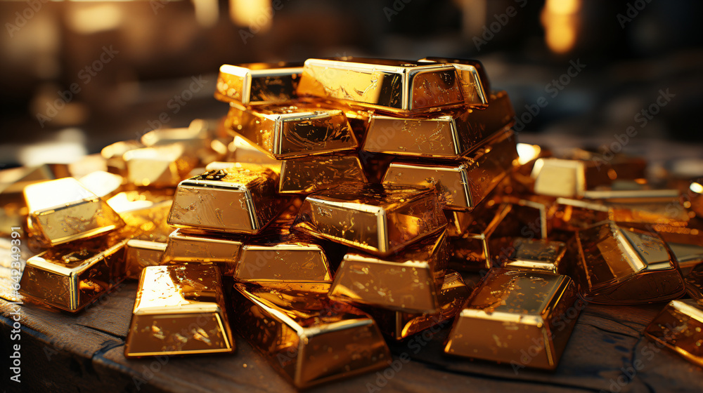 "Gold Investment Aesthetic Wallpaper: High-Angle Gold Bars Concept ...