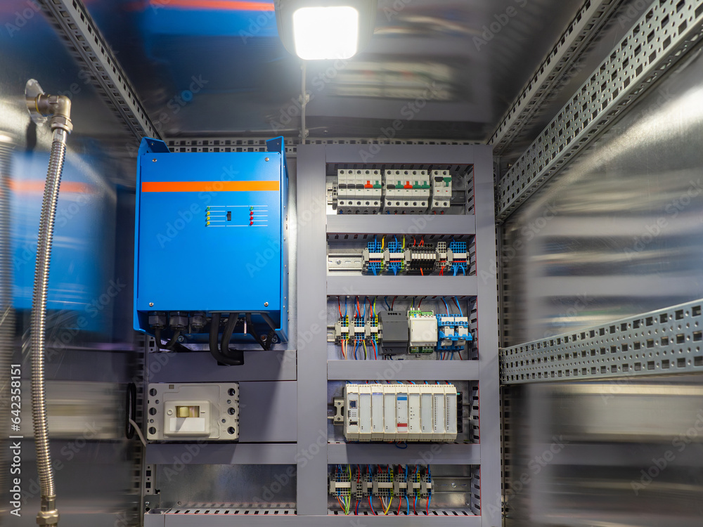 Foto de Power supply cabinet. Electrical equipment in metal box ...