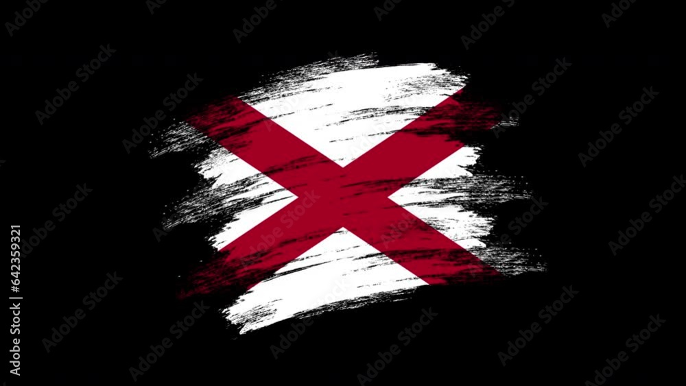 4K Paint Brush Alabama Flag with Alpha Channel. Waving Brushed Alabaman ...