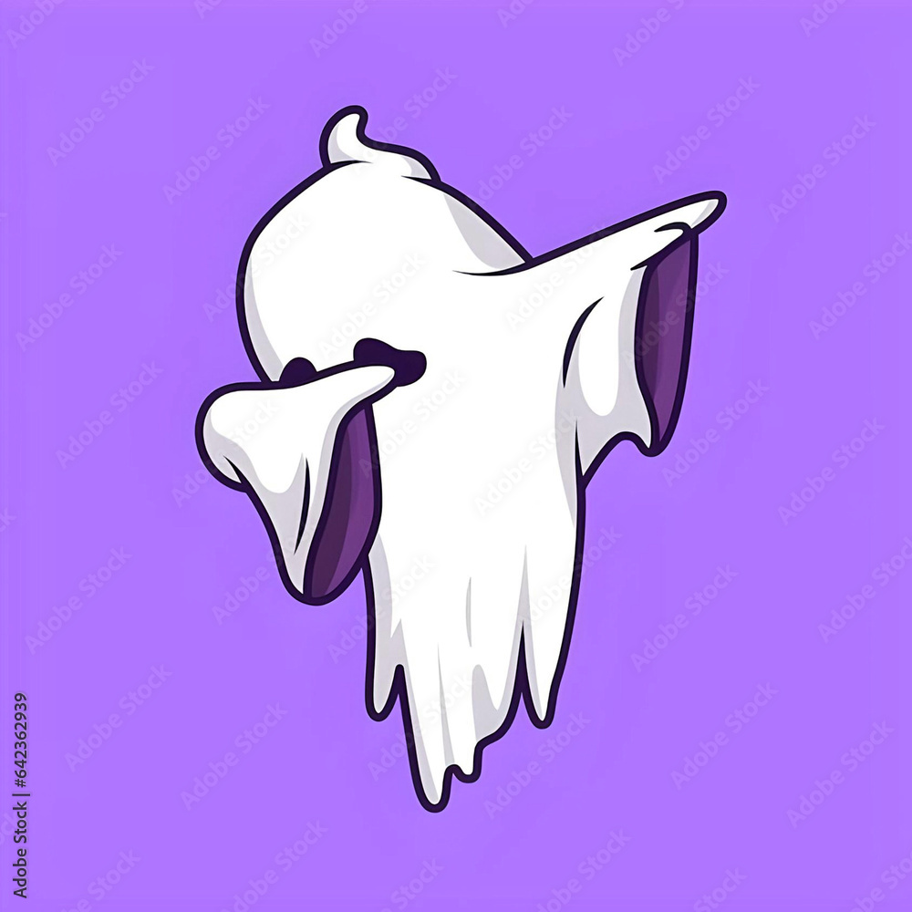 illustration of a dancing ghost on purple background, image of a ghost ...