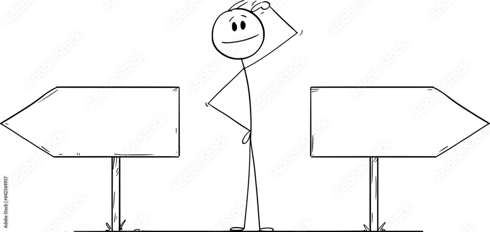 Choose Your Direction, Vector Cartoon Stick Figure Illustration Stock ...