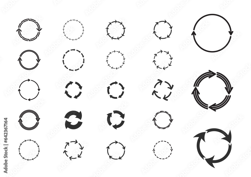 Vector illustration of rotation, circle, reload icon and refresh symbol ...