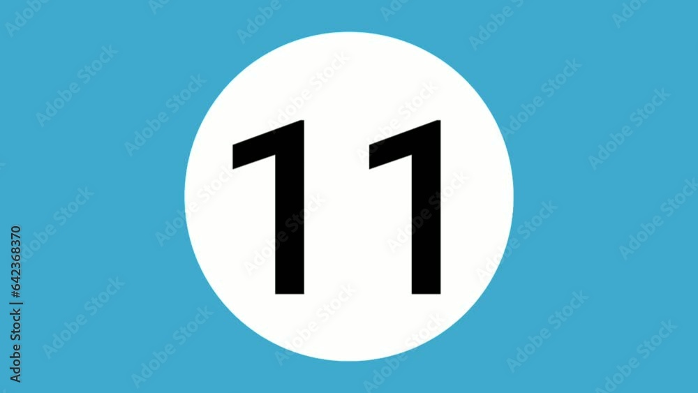 Animation Number 11 eleven sign symbol cartoon motion graphics on white ...