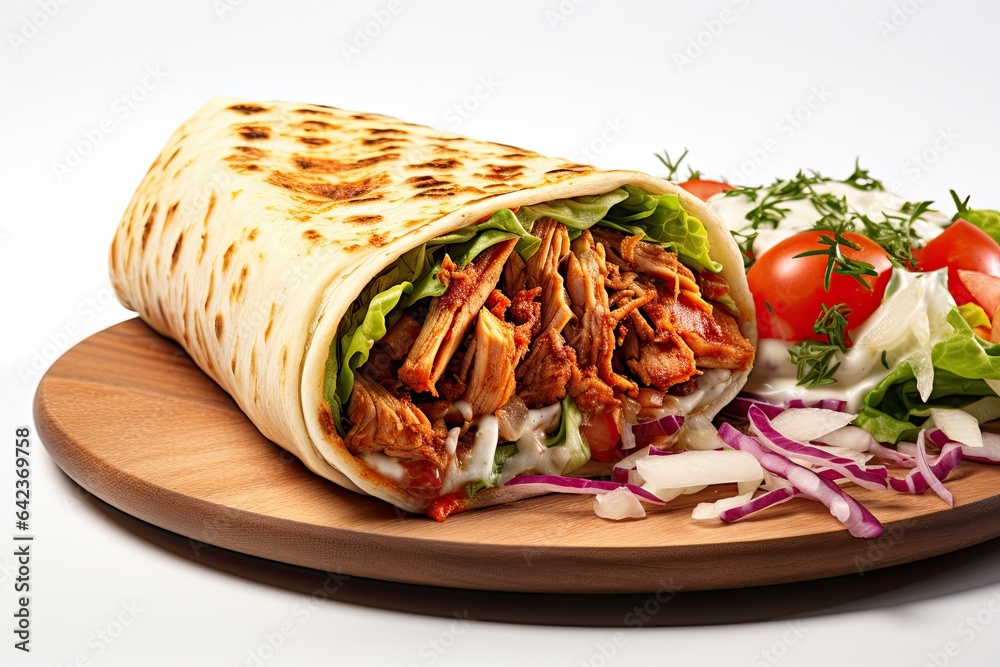 Chicken Roll or Shawarma or Doner isolated on white background Stock ...