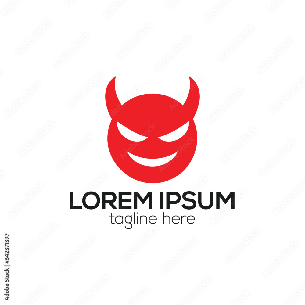Red Horned devil face logo vector template Stock Vector | Adobe Stock