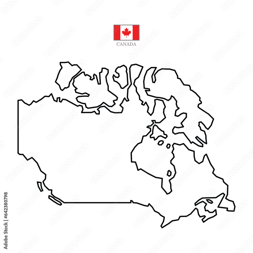 Canada contour vector map with flag in color. Background map eps 10 ...
