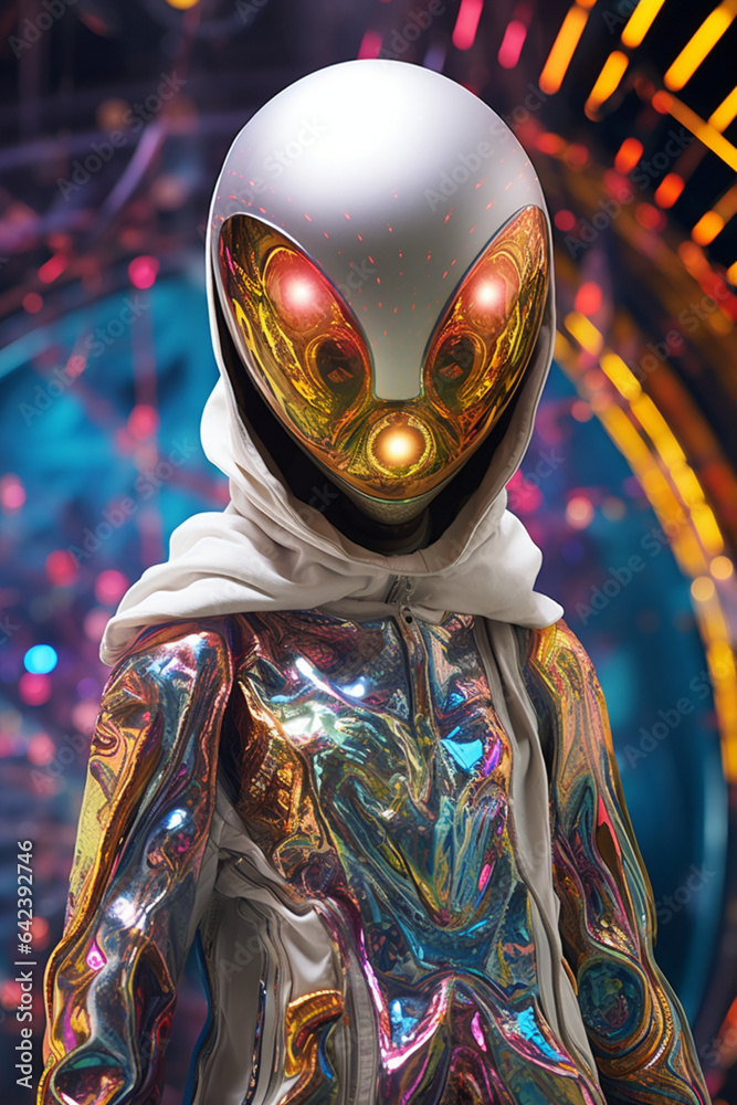 Beautiful colorful alien, an incredible cute alien monster with big ...