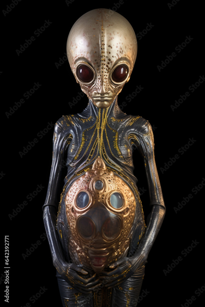 Beautiful colorful alien, an incredible cute alien monster with big ...