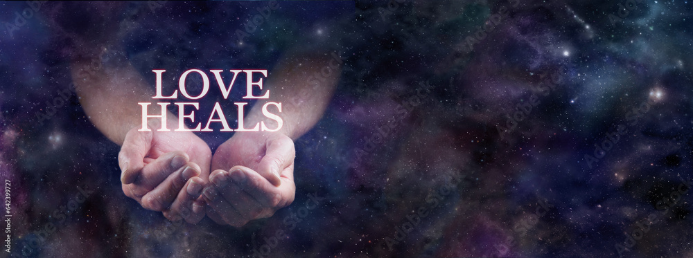 Love Heals and is the answer to every problem template - male hands ...