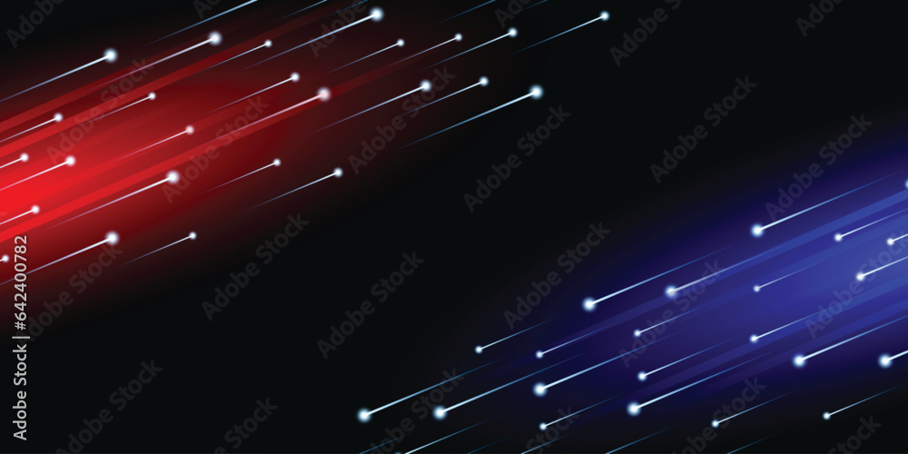 vector digital technology background with blue and red light effect ...