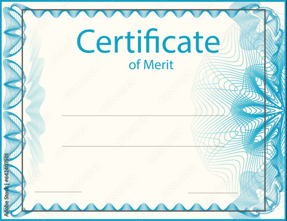 Vector illustration of printable certificate of merit template. Stock ...