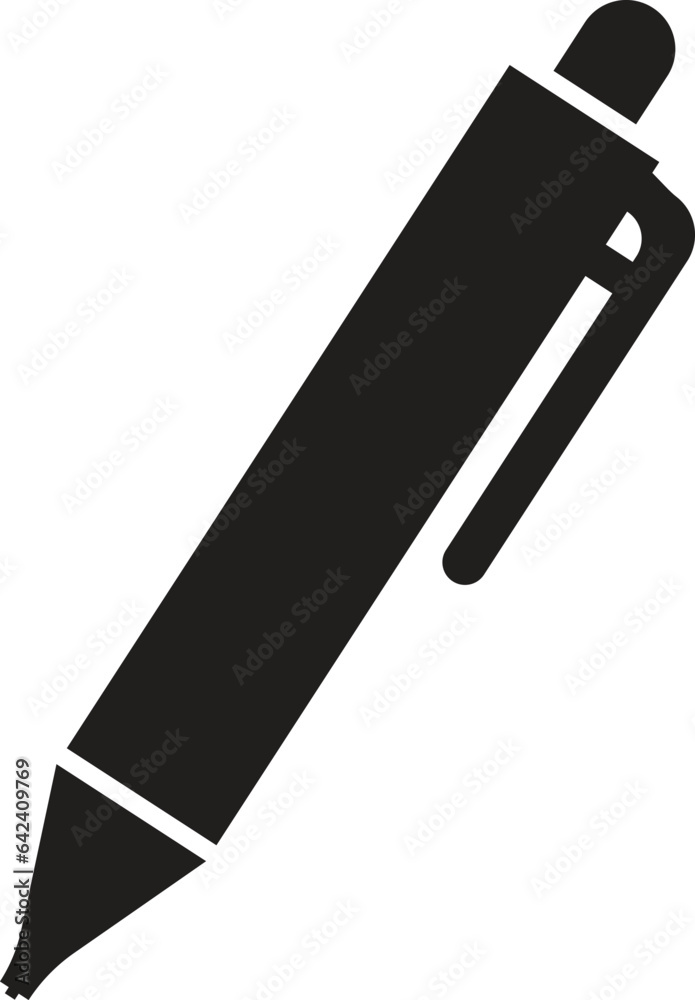 Pen, write black icon. line and flat version, isolated on transparent ...
