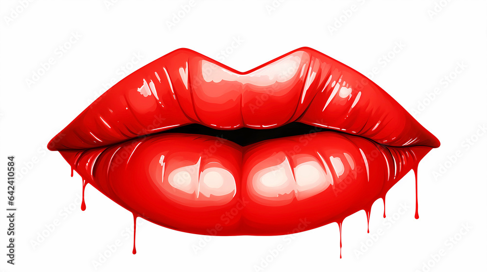 hand drawn cartoon red lips illustration Stock Illustration | Adobe Stock