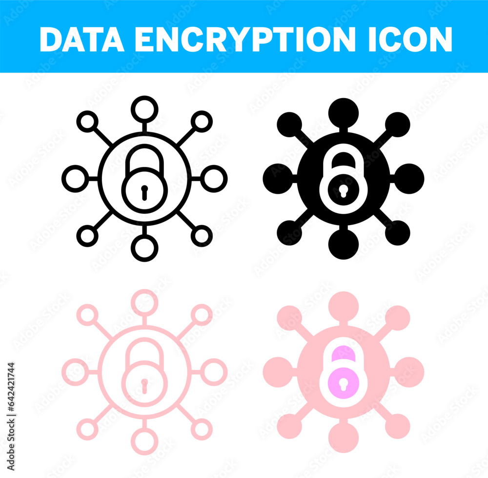VECTOR DATA ENCRYPTION ICON IN STROKE AND FILL AND COLOR VERSION Stock ...
