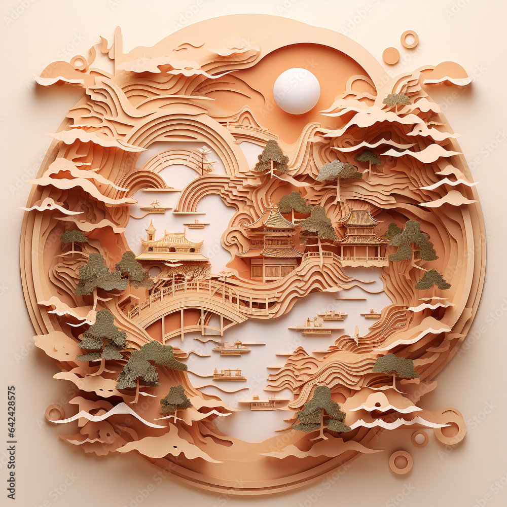 Asian Maps Instagram Post Template: Creative Cardboard Papercraft Stock ...