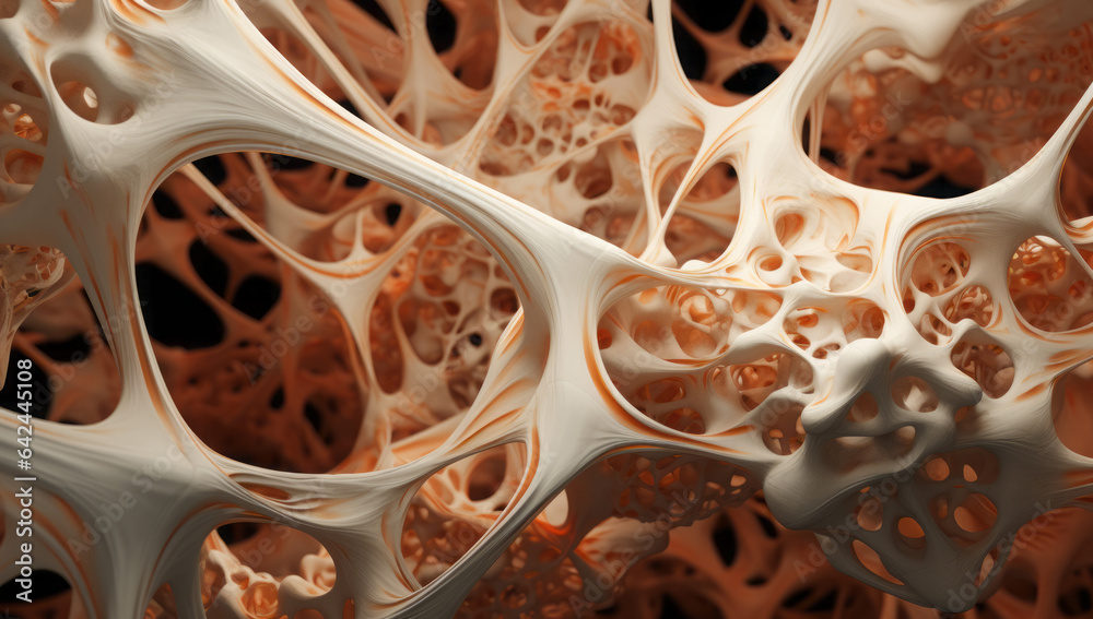 View of bone structure. Through the microscope. Zoomed in. Cellular ...