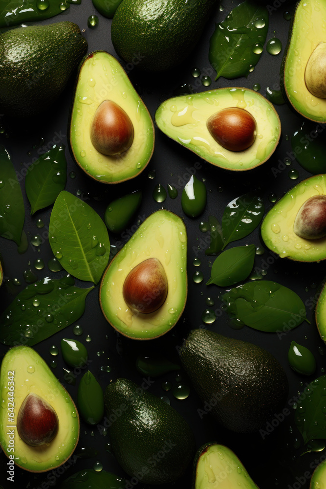 Generated photorealistic image of the texture of cut avocado fruits ...