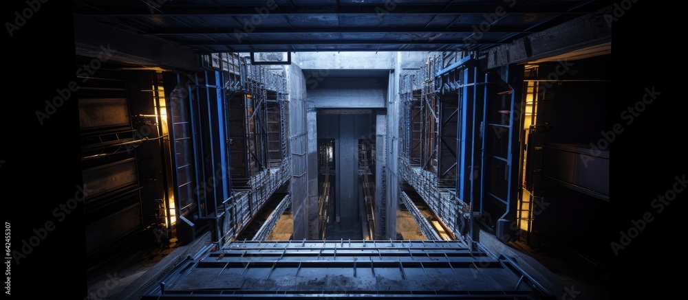 Building a vertically ascending structure with stairs aerial ...