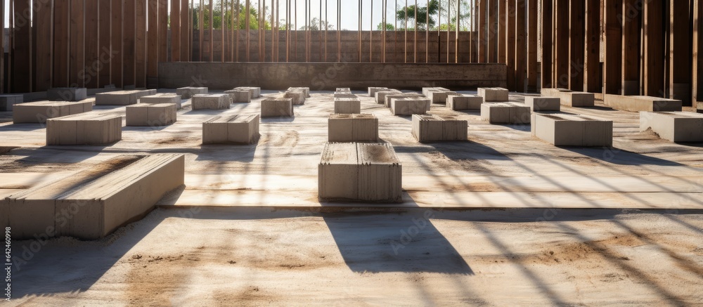 Construction of a multi story building with floor slabs ceilings and ...