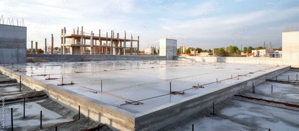 Construction of a multi story building with floor slabs ceilings and ...
