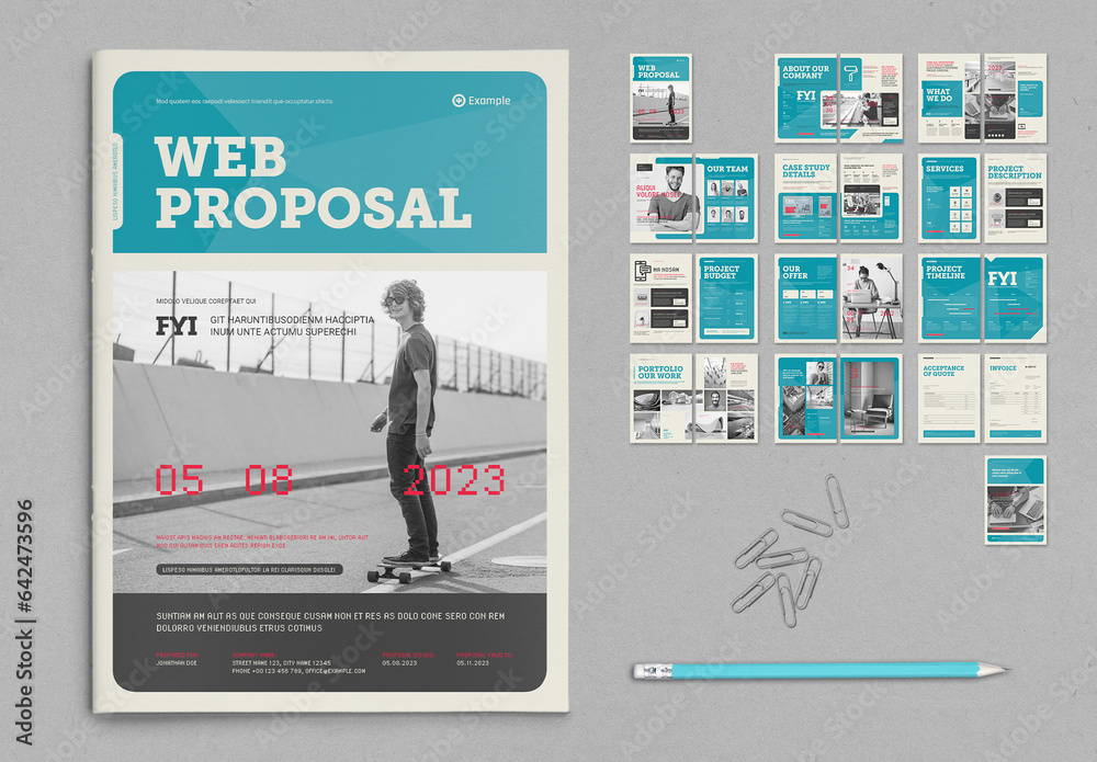 Modern Buisiness Proposal Printable Template for Agency with Cyan and ...