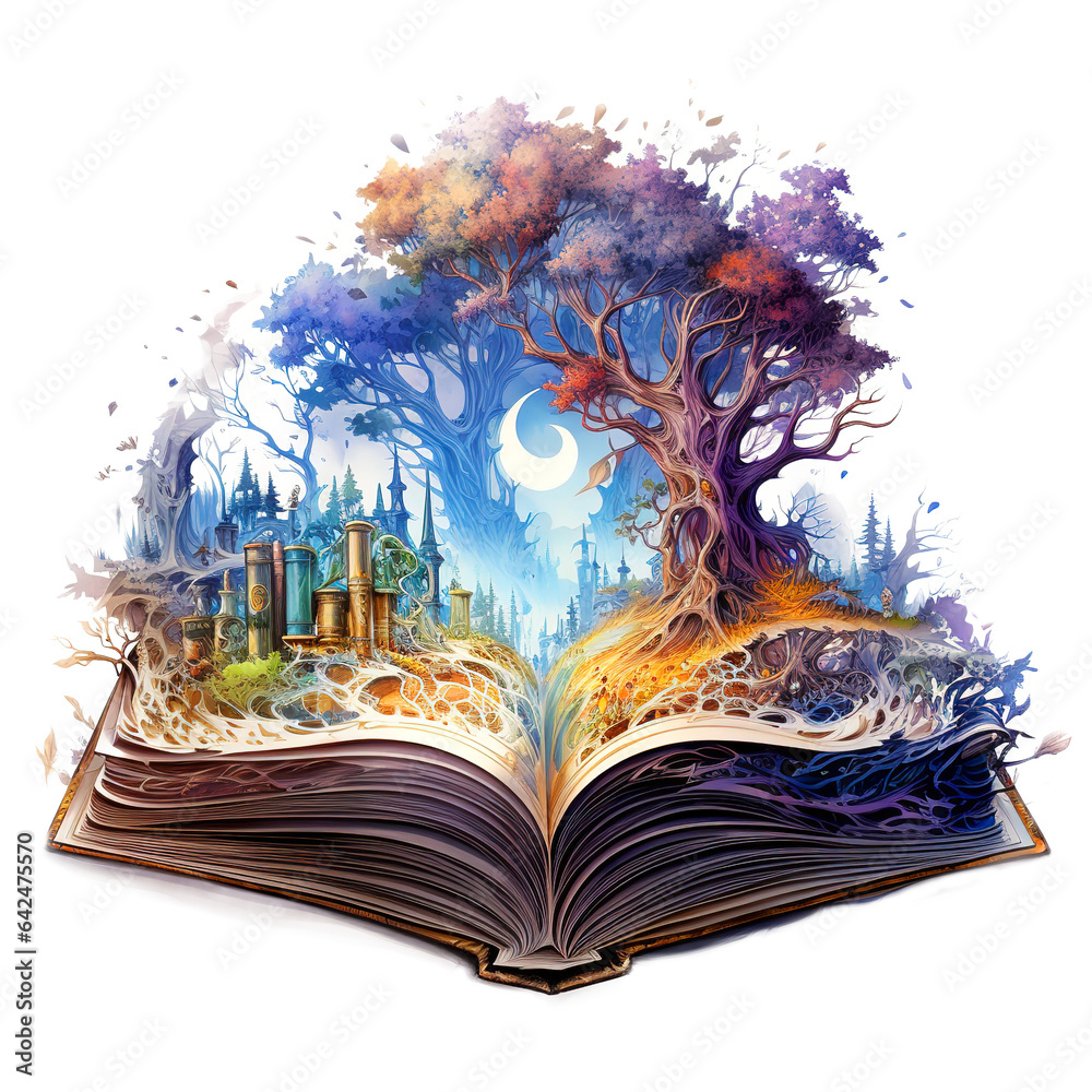 Open Book Fantasy Magical Watercolor clipart isolated on Transparent ...