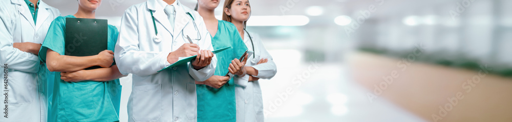 Confident medical staff team with doctor nurse and healthcare ...