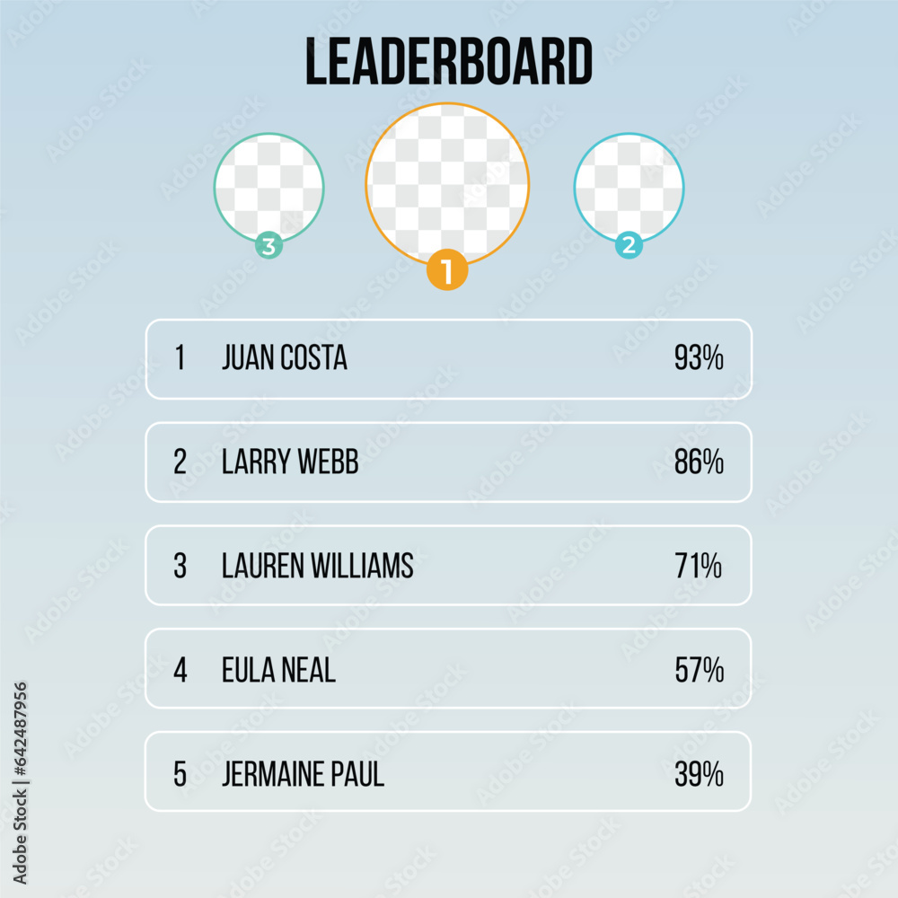 Game, Championship Leaderboard with Blue Background. List of players ...