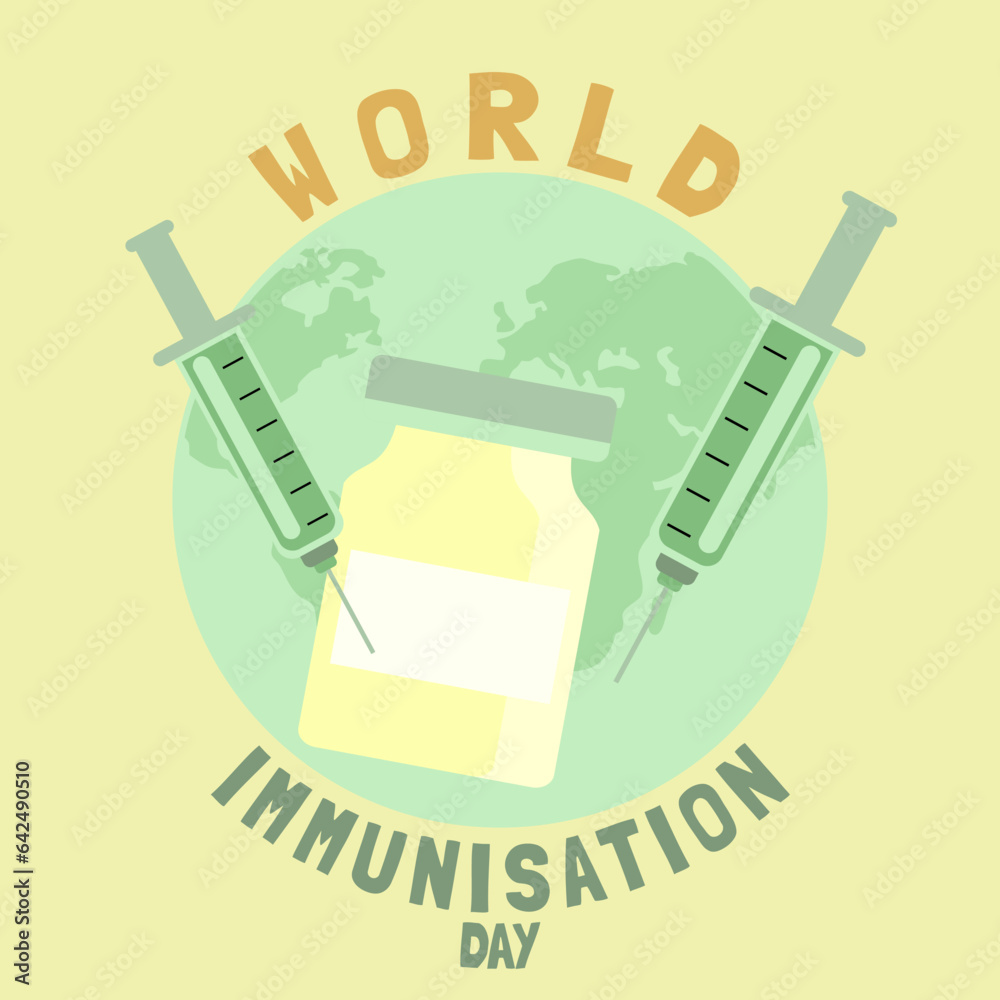 vector illustration of an injection and an immunization vial with a ...