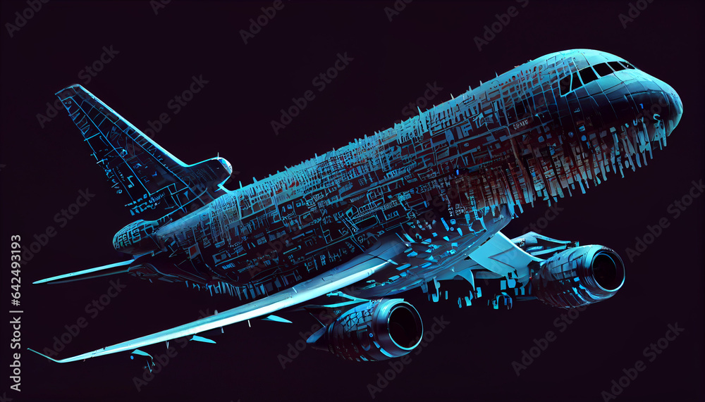 Blue digital airplane data made by Ai generated image Stock ...