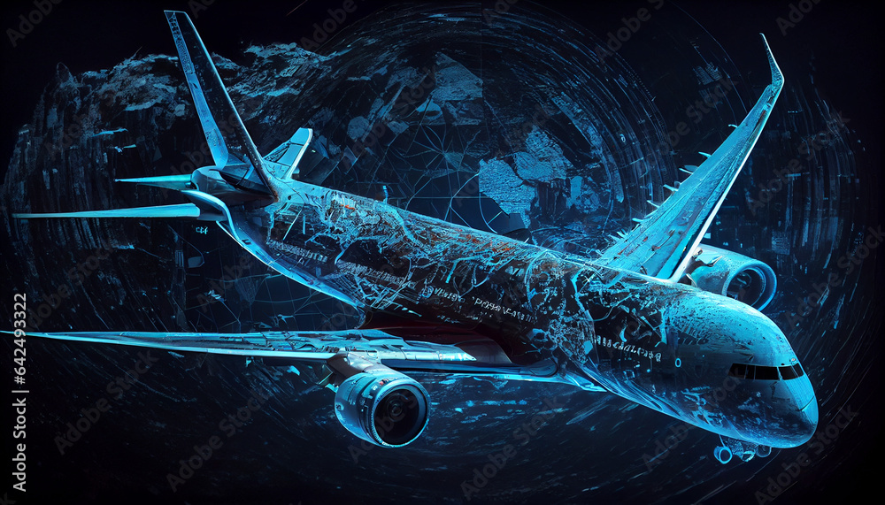 Blue digital airplane data made by Ai generated image Stock Photo ...