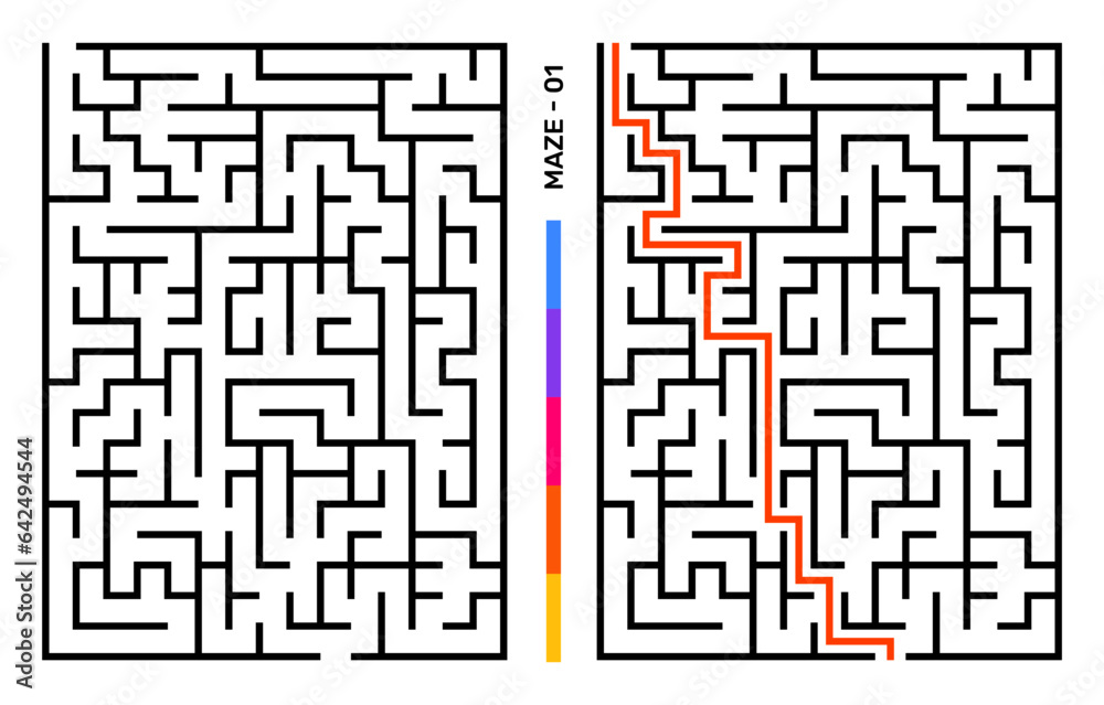Abstract Maze Puzzle Labyrinth With Entry And Exit. Maze For Activity ...