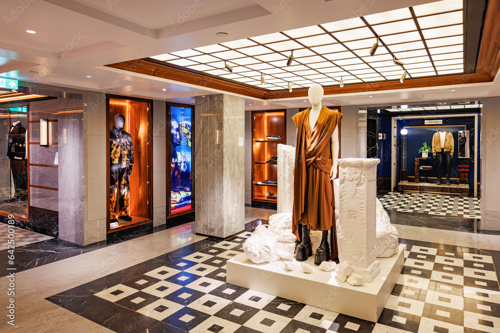 London, UK - May 23,2023: Interior of Harrods, the London’s most famous ...