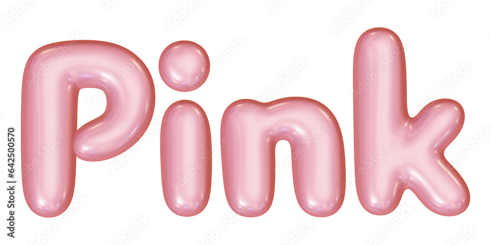 Pink text in 3d rendering isolated on transparent background for color ...