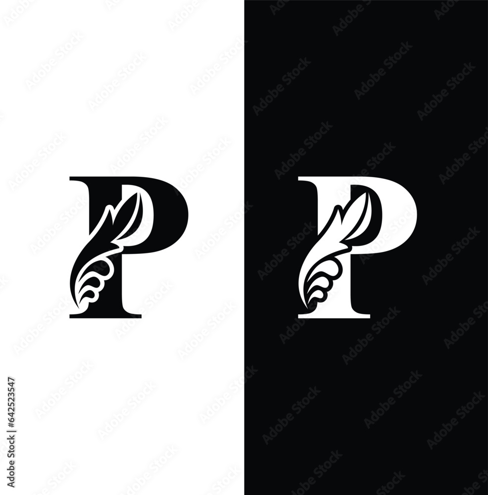 letter P. White and Black flower alphabet. Beautiful capital letters ...