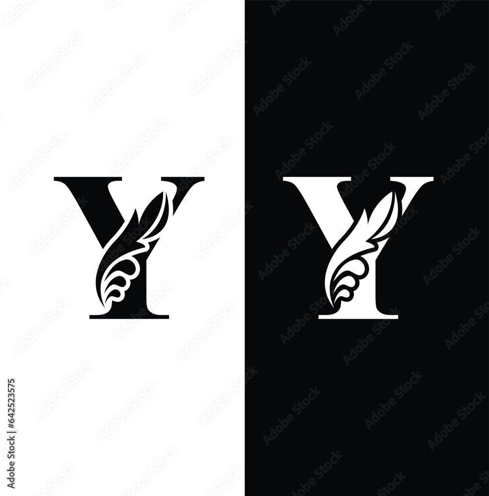 letter Y. White and Black flower alphabet. Beautiful capital letters ...